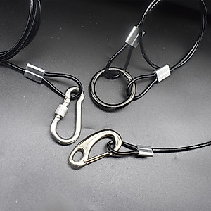 Bytiyar 20 pcs 6 inch (15cm) 3mm Thickness Stainless Steel Wire Cable with Loops Vinyl Cover Coated Short Rope Lanyard Lock Safety Tether Chains, Black