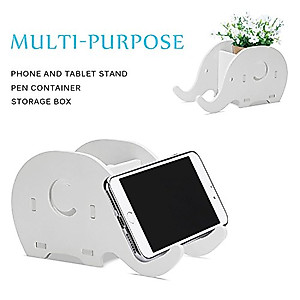 COOLOO Pencil Holder Cell Phone Stand, Cute Elephant Office Accessories Tablet Desk Bracket Compatible, Desk Decoration Multifunctional Stationery Box