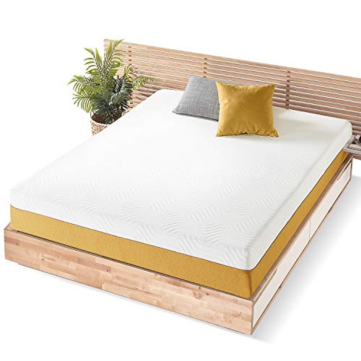 Mellow 10 Inch LAGOM Hybrid Mattress Queen - Bamboo Charcoal Memory Foam and Pocket Springs, CertiPUR-US Certified Foams, Oeko-TEX Certified Eco Cover, Copper Infused Comfort Foam,Black