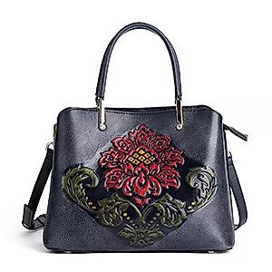 TFIIEXFL Vintage Women's Tote Bag Women's Handbag Hand Embossed Shoulder Bag (Color : E, Size
