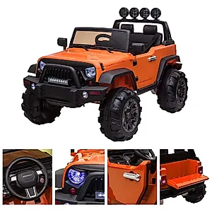 TOBBI 12V Kids Ride On Cars Truck with Remote Control 3 Speeds Toddler Motorized Vehicles Toys for Girls Boys (Orange)