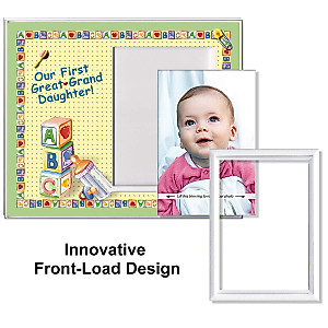 Our First Great Granddaughter Picture Frame | New Great Grandparent Gifts | Baby Announcement Frame | Photo Frame Measures 8.25 in x 7 | Holds a 3.5 x 5 Photo | Front-Load Photo Design |Easy to Mail