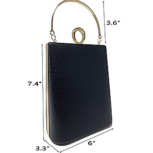 Cirilla Women Snake Pattern Evening Bag Clutch Purse Crossbody Bag with Ring-style lock for Wedding Cocktail Party Banquet (black)