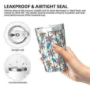 maleuei Tropical Leaf Dark Hawaiian Art Pattern - 12oz Travel Coffee Mug with Lid - Reusable Insulated Stainless Steel Coffee Tumbler Tea Cup Gifts for Women Men Him Her