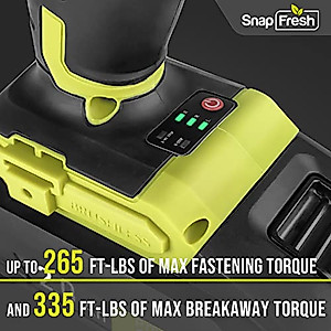 SnapFresh 20V 1/2" Brushless Impact Wrench Kit with 335ft-lbs Torque Max, 2300 RPM Variable Speed, 2.0Ah Li-ion Battery&1h Fast Charger, 4 Pcs Sockets