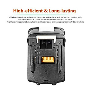 Powtree BL1815 18V 3.0Ah LXT Lithium-ion Replacement Battery for Makita BL1815 BL1830 BL1860 BL1850 BL1840 BL1850B-2 BL1845 BL1815 BL1820 BL1860B Cordless Power Tools Series