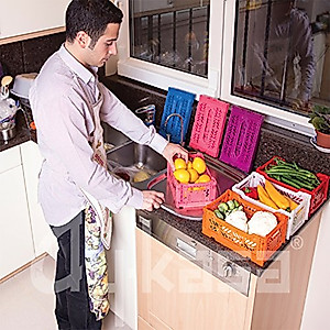 AY-KASA Collapsible Storage Bin Container Basket Tote, Folding Basket CRATE Container : Storage, Kitchen, Houseware Utility Basket Tote Crate Mini-BOX (ORANGE)