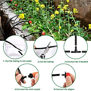 Flantor Garden Irrigation Kit,131ft 1/4" Drip Irrigation Kit Garden Irrigation System with Adjustable Nozzle Dripper Automatic Irrigation Equipment Set for Garden,Greenhouse, Patio,Lawn