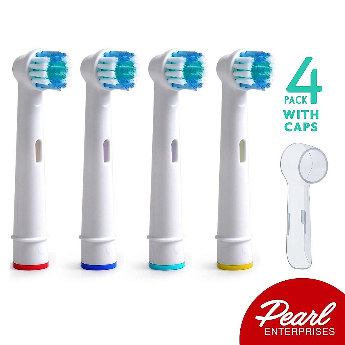 Replacement Brush Heads Compatible with Oral B Braun- Pack of 4 Precision Clean Electric Toothbrush Heads for Oralb PLUS 4 Bonus Protective Travel Covers – for Travel and Sanitary Convenience