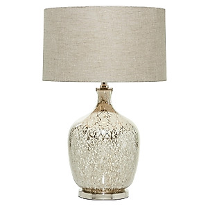 Deco 79 Glass Room Table Lamp Accent Lamp with Faux Mercury Glass Finish, Lamp 16" x 16" x 27", Silver