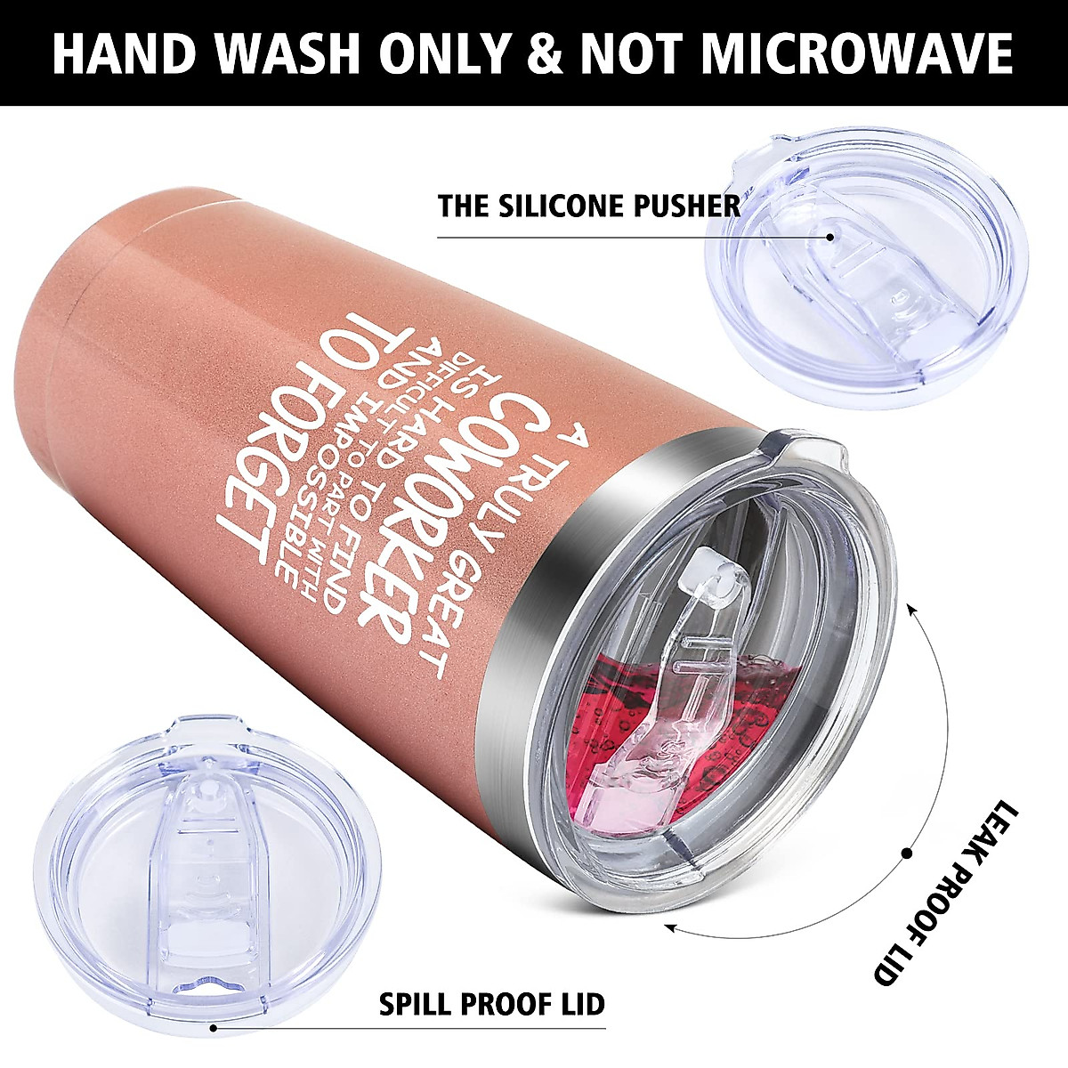 PERFECCAL Gifts for Coworker - 20 Oz Insulated Tumbler, Going Away Gift Farewell Gift, Leaving Cup for Colleague Boss Co-worker Friends (rose gold)