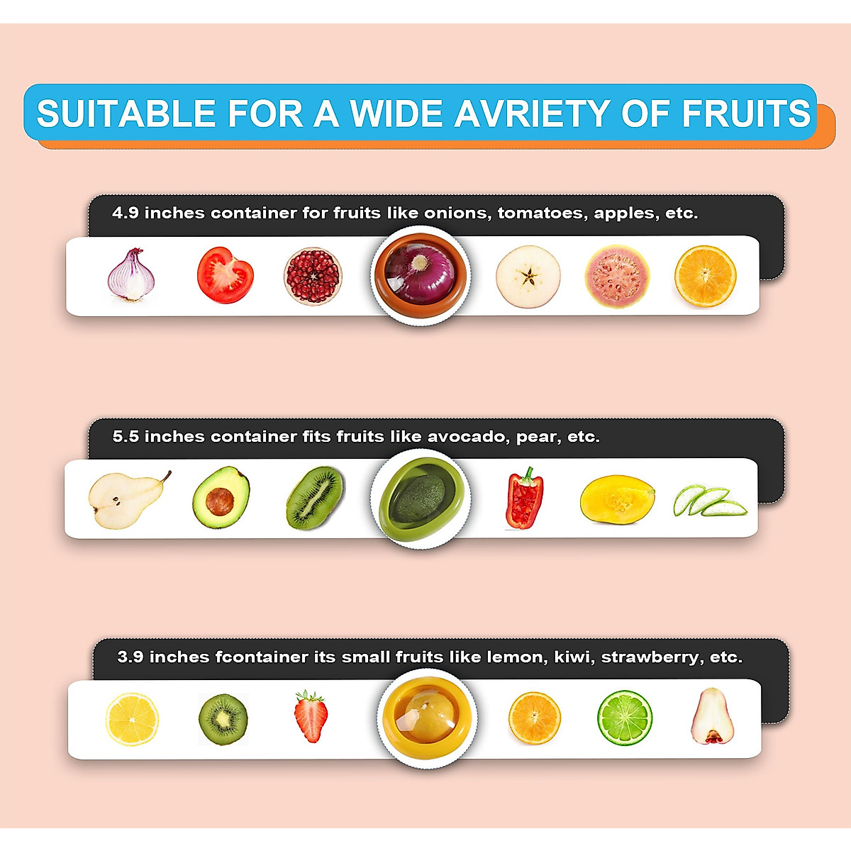 Ortarco 4Pcs Onion Storage Avocado Saver Holder, Lemons Garlic Tomato Peper Storage Containers Reusable