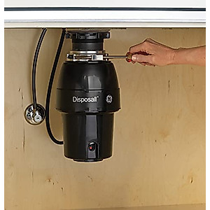GE Continuous Feed Garbage Disposal, 1/2 Horsepower, Good for Grinding: Beans, Potatoes, Peels, & Cooked Meat, Easy Install Kit Included, Non-Corded, Recommended for 2-4 Person Homes Black