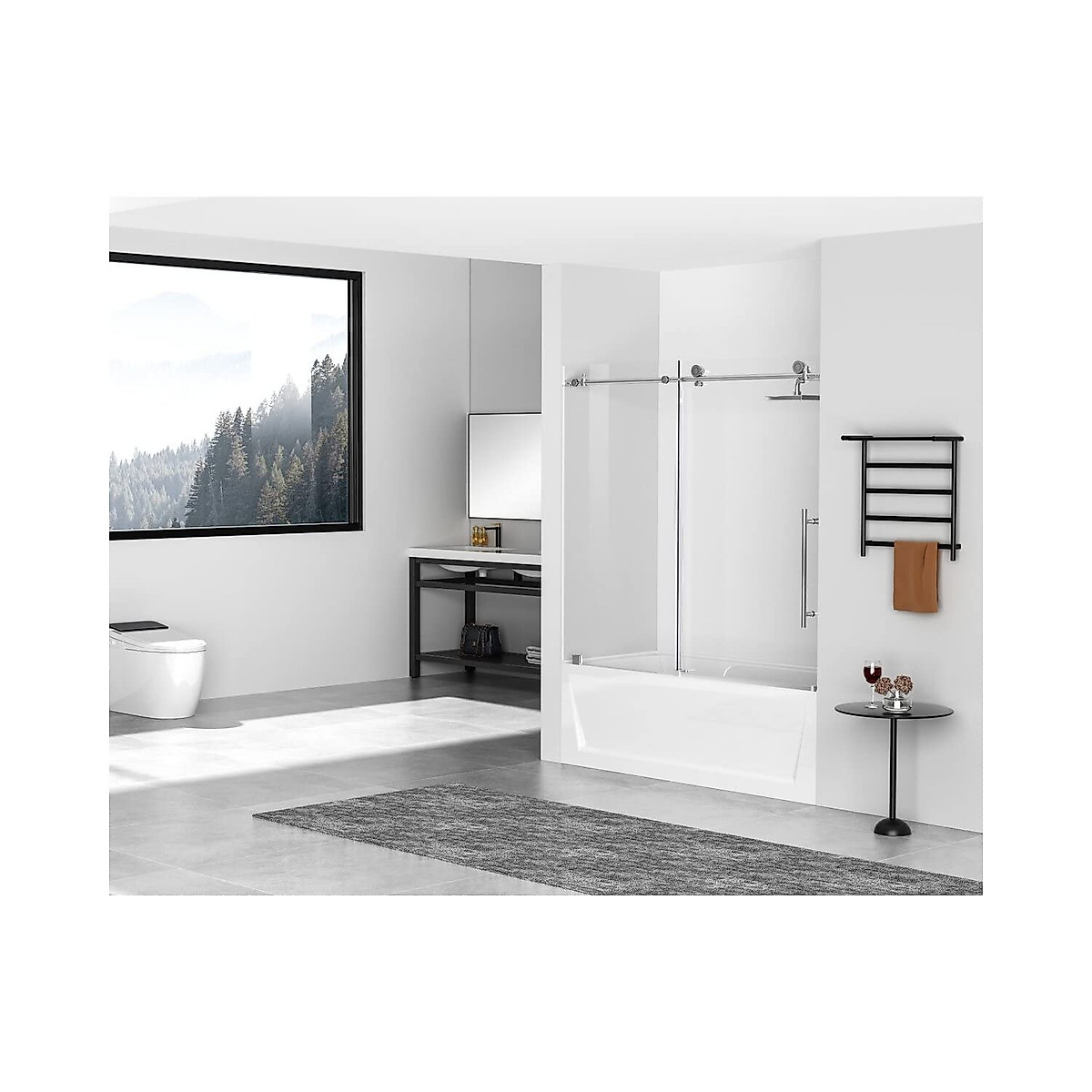 Elegant Kitchen and Bath TD111-6060PCH Frameless tub Door 60 x 60 Polished Chrome