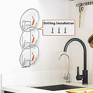 VZINO 2 Pack Pot Lid Organizer Rack for Cabinet Door/Wall, No Drilling Adhesive Wall/Door Mounted Pot and Pan Lid Holder, Plating Metal, Silver