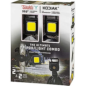 Tenikle 360° Universal Mount and Kodiak Kompanion 500 Lumen Work Light, The Ultimate Tripod and Light Combo, 2 Pack