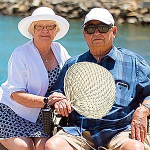 PHONME Decorative Folding Fans Chinese Style Handmade Fan Natural Hand Weaving Fan Blades Portable Cooling Fan for Camping Hiking Handheld Fans Gift Hand Fan Vintage Style