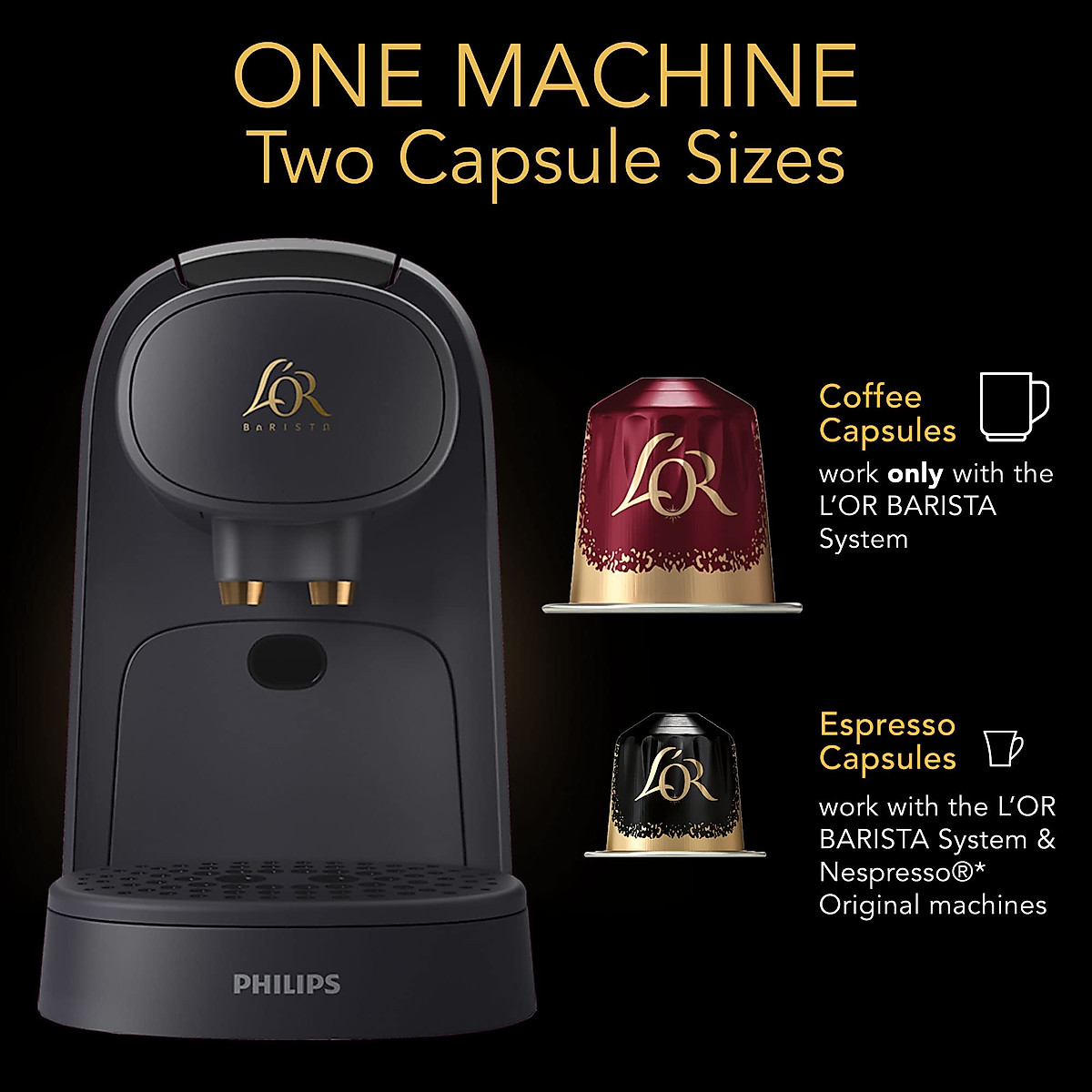 L'OR Barista System Coffee and Espresso Machine with 30ct Flavored Espresso Pod Variety Pack