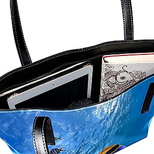 Women's Large Size Canvas Shoulder Bag Hobo Crossbody Handbag Casual Tote, Ocean Tropical Fish Coral