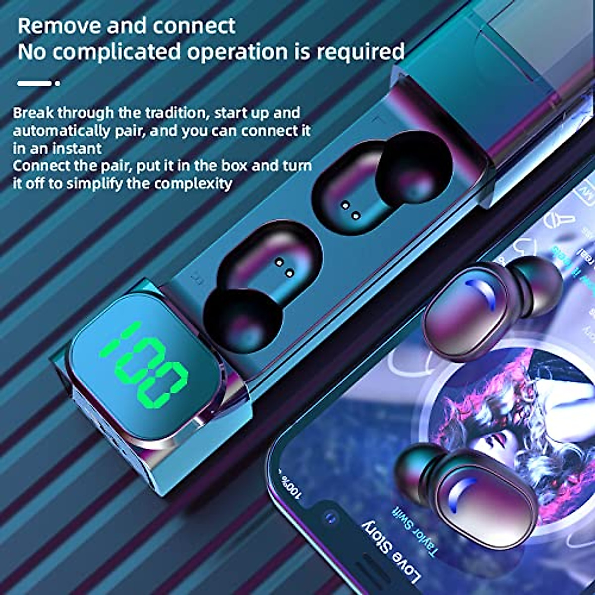 Wireless Earbuds Bluetooth Headphones with Wireless Charging Case IPX4 Waterproof Stereo Earphones in-Ear for SPOR