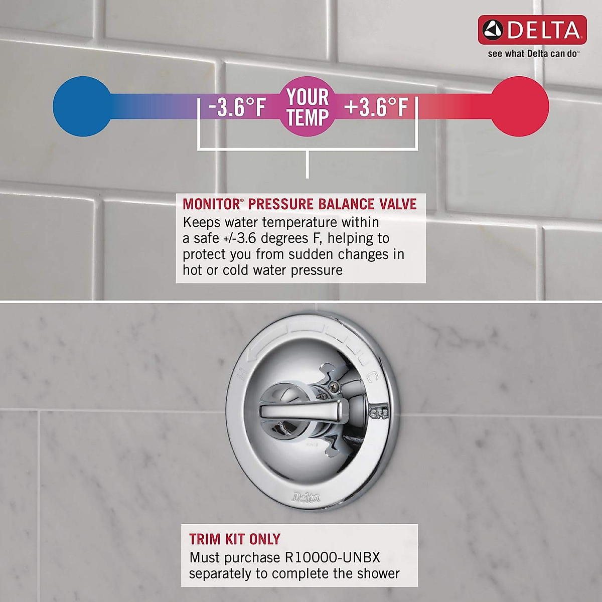 Delta Faucet Foundations Chrome Shower Faucet Set with 2-Spray Chrome Shower Head, Shower Trim Kit, Shower Faucet Sets Complete, Chrome BT13210 (Valve Not Included)
