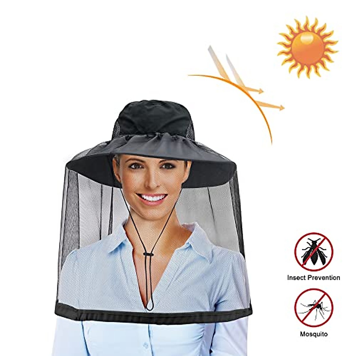 CozyCabin 3PCS Mosquito Head Net Mesh Face Netting for Hats, Head Mesh Protecting Net for Outdoor Hiking Camping Garden