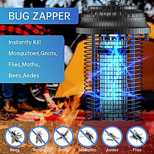 WVV Bug Zapper, 4100V Electric Mosquito Zappers Killer, Waterproof Insect Fly Trap,Electronic Light Bulb Lamp for Outdoor and Indoor
