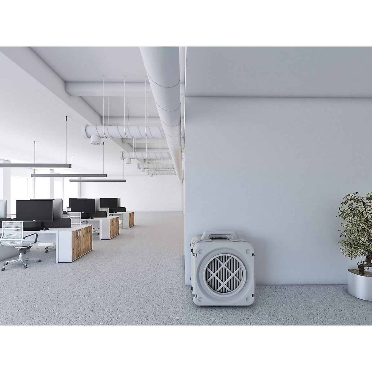 QuFresh Portable HEPA Air Purifier, Industrial Air Scrubber, Commercial Air Filtration System, Perfect for School, Office, Gym, Home, Fire Cleaning, 740+ Sq Ft.