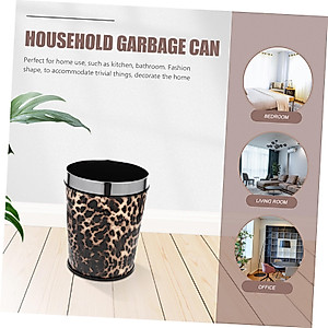 Holibanna Bathroom Trash Can Recycling Bin Round Waste Basket Office Wastebasket Bathroom Garbage Can Trash Cans Office Garbage Can Stainless Steel Leopard Print Container Box