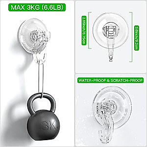 LUXEAR Suction Cup Hooks - 6 Pack Suction Hooks Reusable Powerful Waterproof Shower Hooks - Heavy Duty Vacuum Suction Hanger for Shower, Window, Towel, Loofah, Glass Door