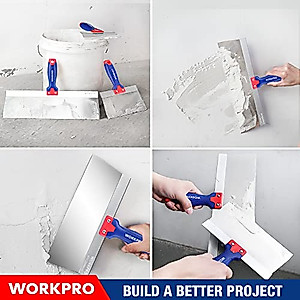 WORKPRO Drywall Knife Set, Stainless Steel Taping Knife Putty Knife with 4", 6'', 8'', 10'', 12'' Blades and Alloy Metal Hammer End, Spackle Tools for Drywall Repairing and Finishing(5 PCS)