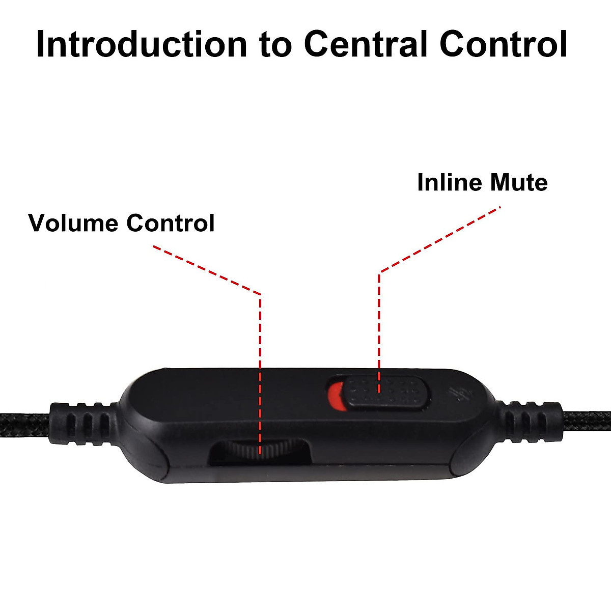 Sqrgreat Replacement Audio Cable Extension Cord Wire Compatible with Hyperx Cloud Alpha, Hyperx Cloud Mix, Hyperx Cloud Stinger Gaming Headset, Volume Control Inline Mute (No Mic, 6.5Ft)