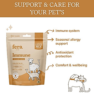 Fera Pet Organics Immune Goat Milk Cat & Dog Food Topper – Vet Created - Pet Allergy & Immunity Aid – Probiotic - Colostrum & Turkey Tail Mushroom-60 Servings