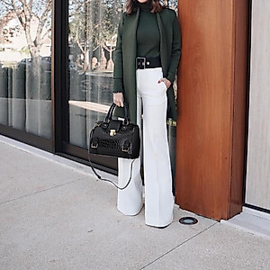 Dasein Women Barrel Handbags Fashion Satchel Bags Top Handle Shoulder Purses Vegan Leather Work Tote (Crocodile Black)