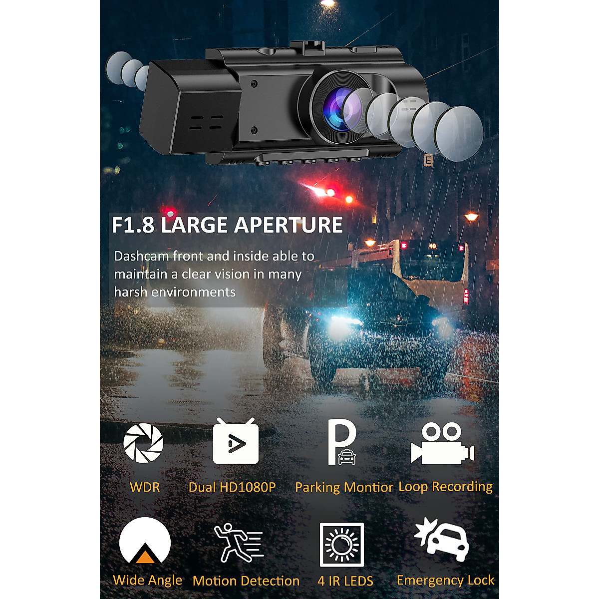 Bundle Include 64GB Micro Memory Card + Yansoo Dual Dash Cam Front and Inside