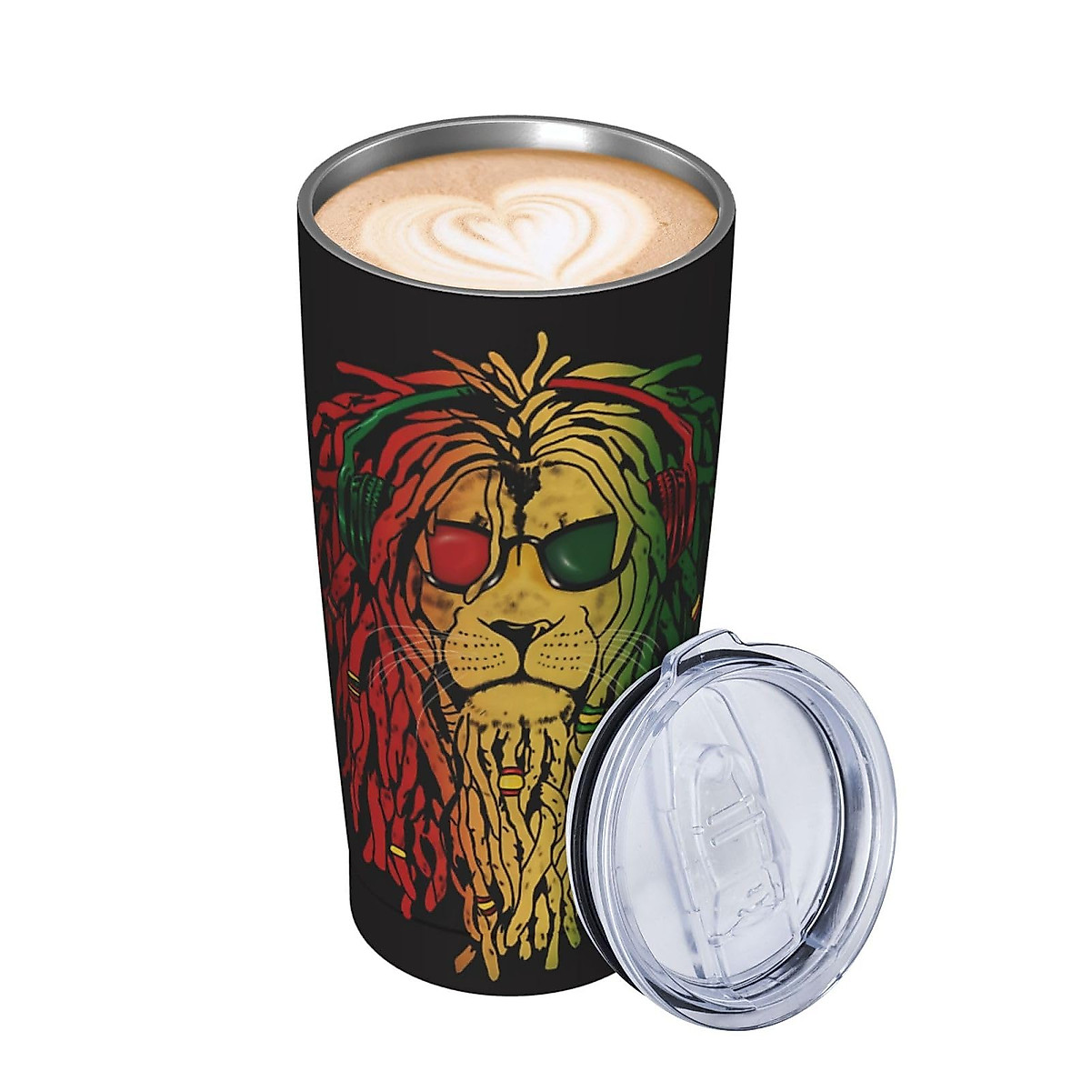 ayvcxui Jamaican Rasta Reggae Judah Lion Stainless Steel Insulated Tumbler 20 Oz Water Bottle Coffee Mug Coffee Mug With Lid Straw