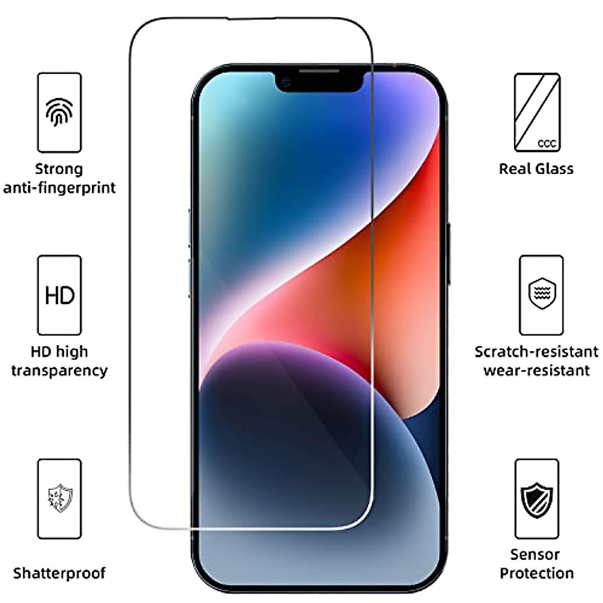 HAYZON [3+3 Pack] iPhone 14 (ONLY) Screen Protector with Camera Lens Protector, Scratch Resistant, Bubble Free, Case Friendly Tempered Glass Film[9H Hardness] - 6.1 inch