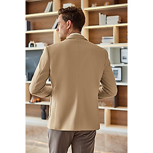 COOFANDY Mens Sport Coat Slim Fit Two Buttons Blazer Casual Suede Suit Jacket Khaki