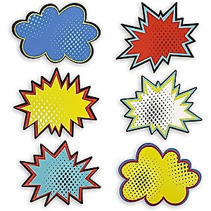 60 Pack Superhero Bulletin Board Decorations for Classroom Decor, Comic Book Bubble Cutouts (5x7 in)
