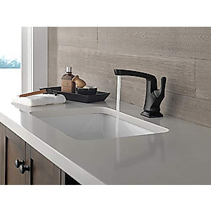 Delta Faucet Vesna Matte Black Bathroom Faucet, Single Hole Bathroom Faucet, Single Handle Bathroom Faucet, Drain Assembly, Matte Black 15789LF-BL