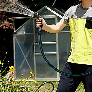 Worth Garden Short Garden Hose 5/8 in. x 25ft. NO KINK,No Leak,HEAVY DUTY Durable PVC Water Hose with Solid Brass Hose Fittings, Male to Female Fittings,Swivel Grip,12 YEARS WARRANTY,H055B03