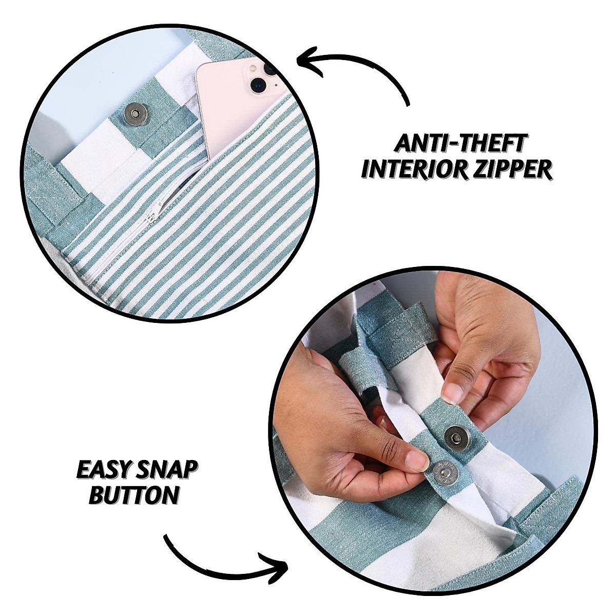 Folkulture Beach Bags For Women | Beach Bag Waterproof Sandproof | 17x14 Beach Tote Bag For The Pool, Tote Bag with Zipper, Canvas Beach Bag, Cute Beach Bag, Canvas Beach Bag in Beach Accessories