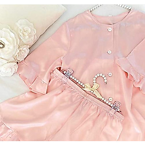 WellieSTR White Faux Pearl Bow Pants Hangers with Clips 10 Pack, Pants Hanger, Jeans/Skirt Hanger, Clip Hanger for Pant, Skirts, Slacks, Bottoms Hangers