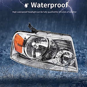 AUTOSAVER88 Headlight Assembly Compatible with 2004 2005 2006 2007 2008 Ford F-150 Passenger and Driver side Chrome Housing