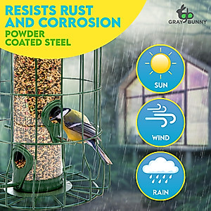 Wild Bird Feeders Squirrel Proof for Outside Hanging, 1.25 lb Capacity Steel Bird Feeder Squirrel Proof for Small Birds, Chew Proof and Rust Proof, 4-Port