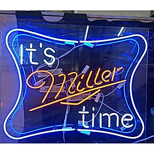 Prouten 20in It's Miller Time Neon Sign Acrylic Beer Pub Bar Handmade Wall Decor Neon Light