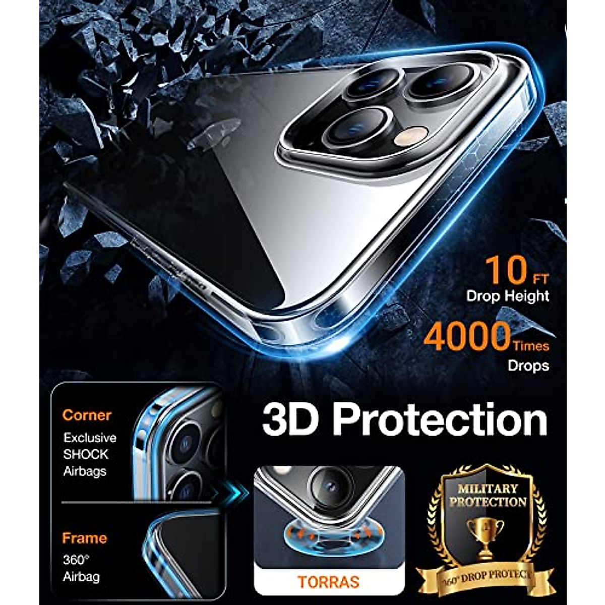 TORRAS Crystal Clear Designed for iPhone 14 Pro Max Case, [Ultra-Thin] [Anti-Yellowing] [Military Drop Protective] Slim Soft Silicone TPU Cover for iPhone 14 ProMax Case 6.7 Inch, Clear