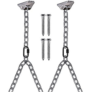 BeneLabel Set of 2 Heavy Duty Porch Swing Hanging Chain Kit, Hammock Chair Hardware for Indoor Outdoor Playground Hanging Chair Hammock Chair Punching Bags, 4 Screws for Wooden, 1000LB Capacity, 81"