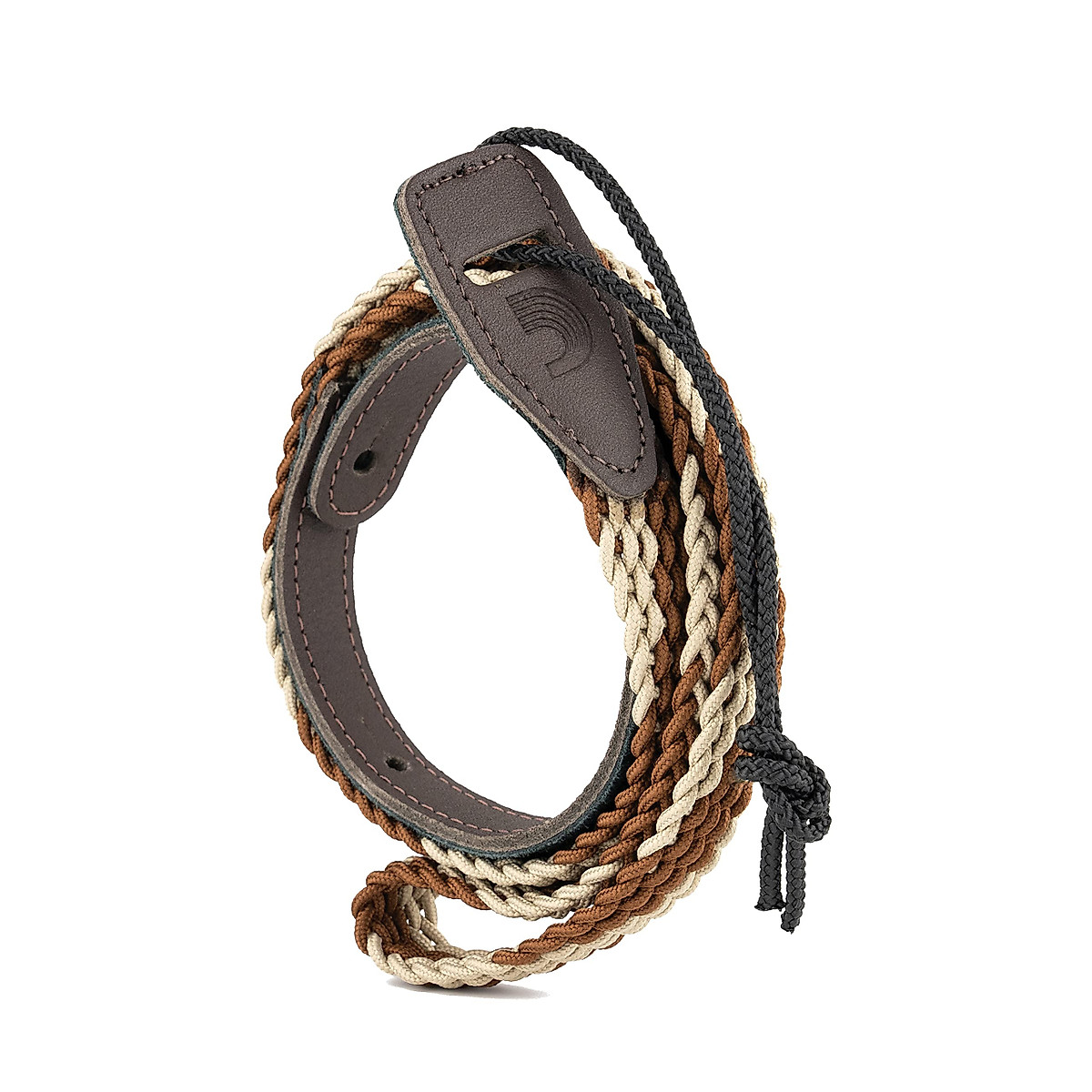D'Addario Accessories Mandolin Strap - Mandolin Accessories - Braided Mandolin Strap - Brown/Cream