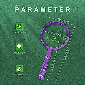 LELE LIFE 10X 95mm Large Magnifying Glass for Seniors and Kids, Unique Bamboo Handheld Reading Magnifier, Hand Held Reading Magnifying Glass for Reading and Hobby Observation, Purple